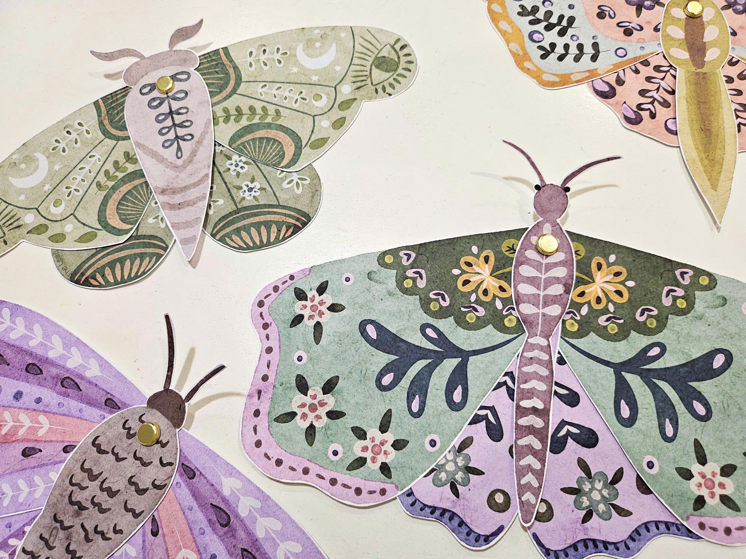 Articulated Paper Moths, Moth Paper Puppets, Printable Paper Moths, DIY ...