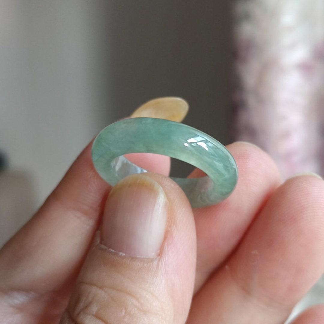 6 3/4US Jade Ring/high Ice Translucent Icy Blue Jadeite - Etsy