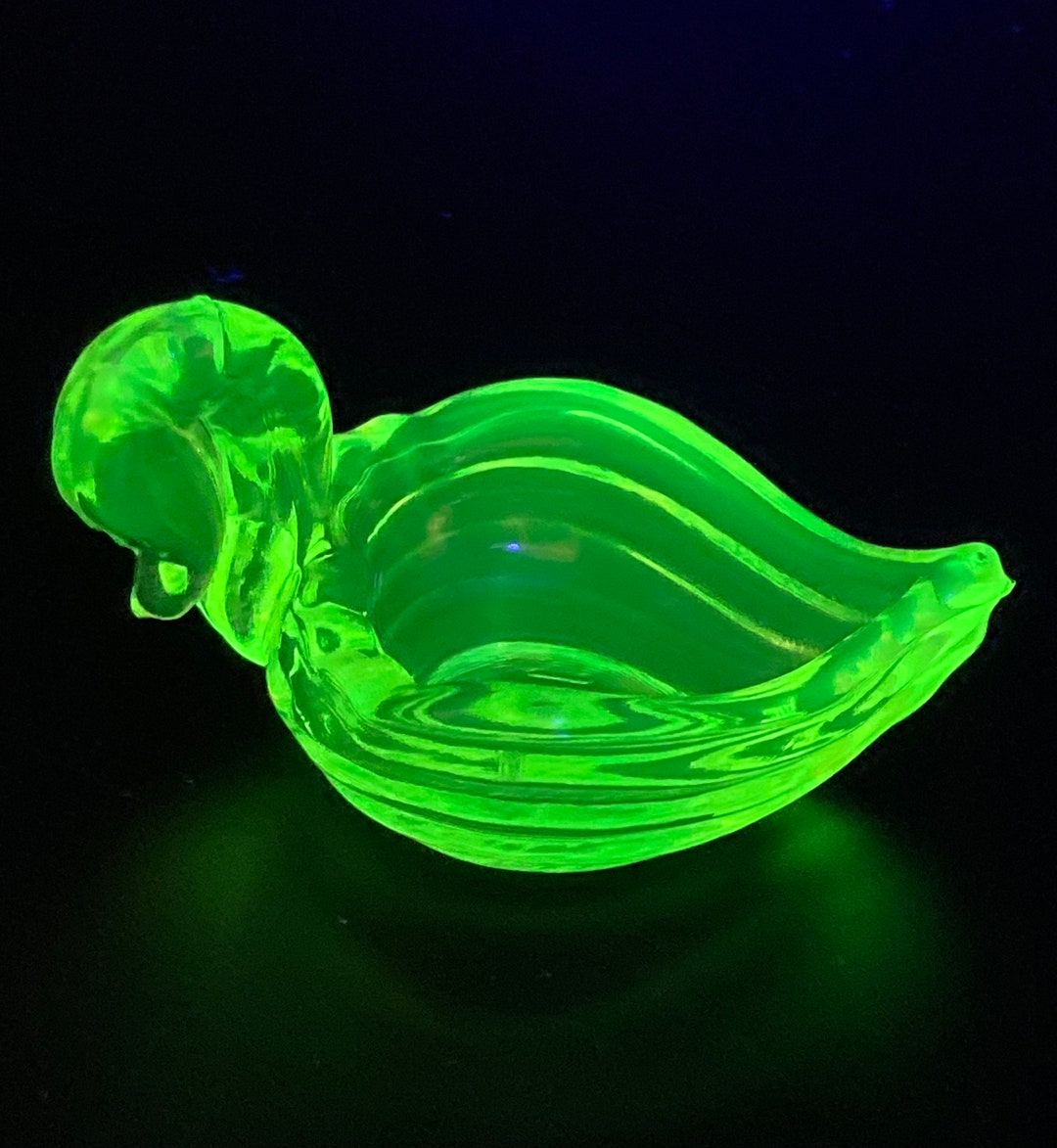Boyd Art Glass Vaseline Swan Open Salt - Etsy