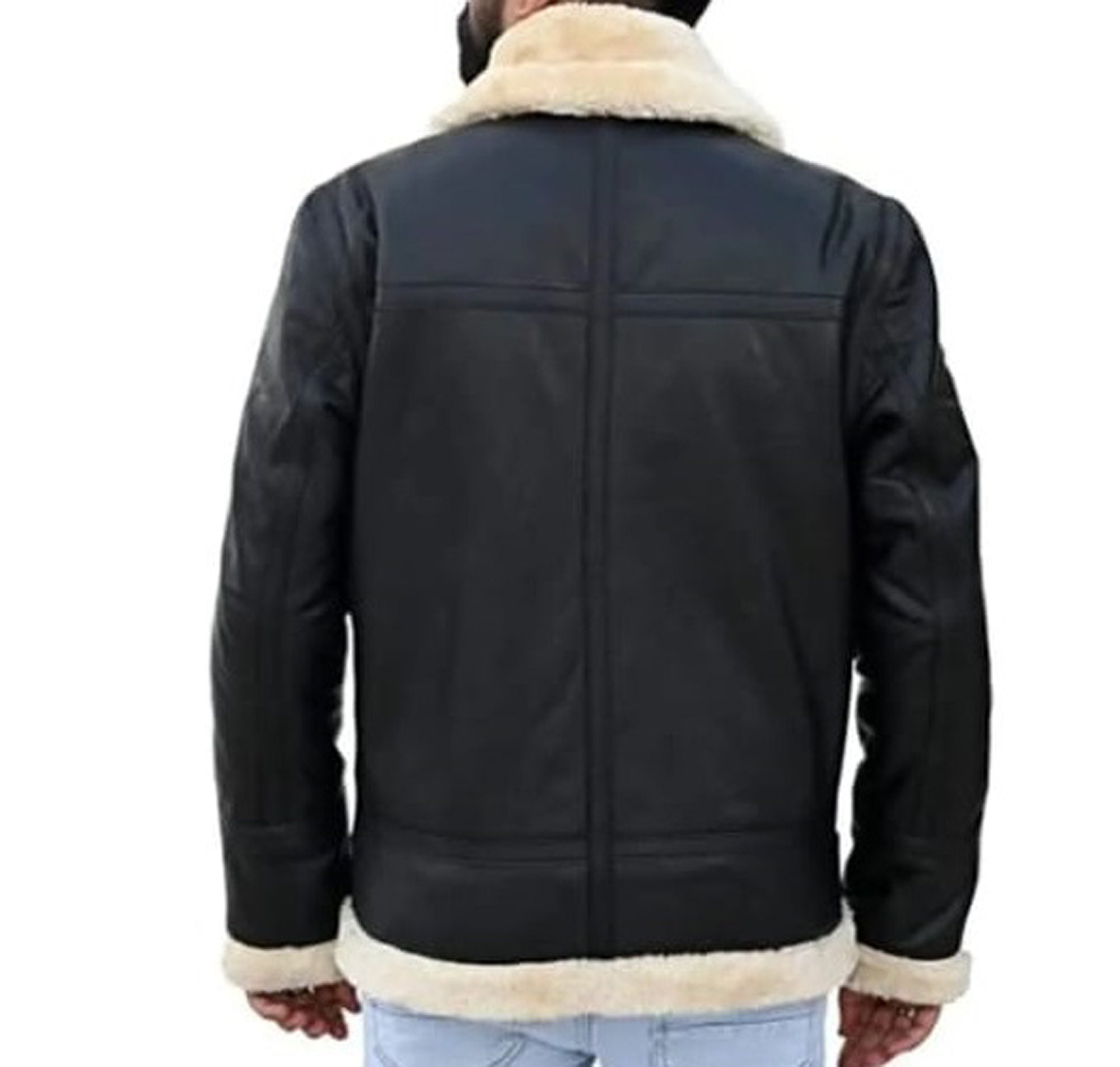 Men's Aviator RAF B3 Shearling Genuine Leather Bomber Flying Jacket ...