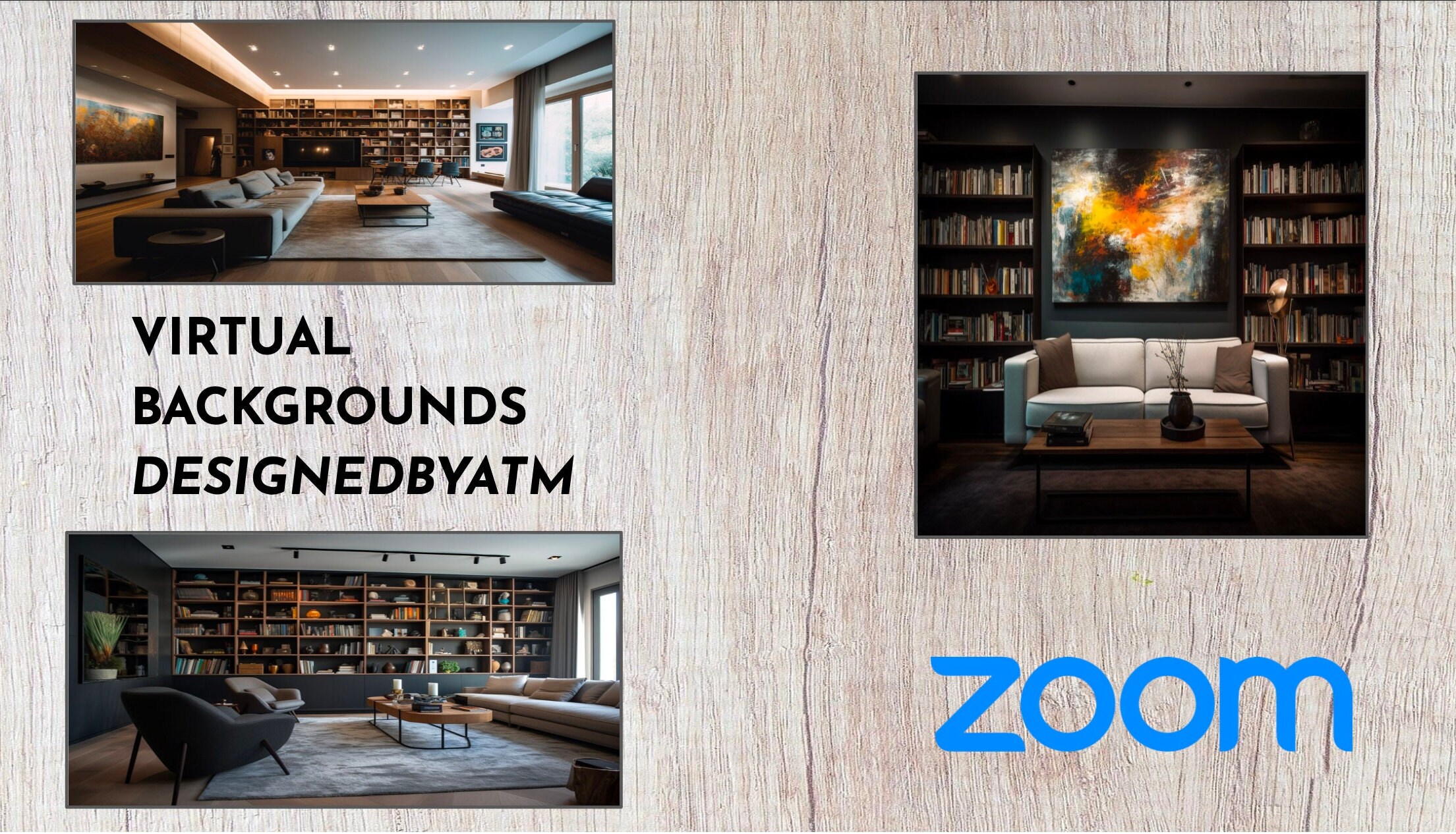 Zoom Virtual Backgrounds Modern Office Library Books/professional Home ...