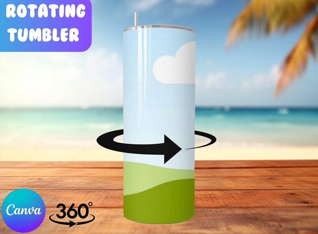 20 Oz Canva Rotating Tumbler Animation Mockup | Drag and Drop Rotating ...