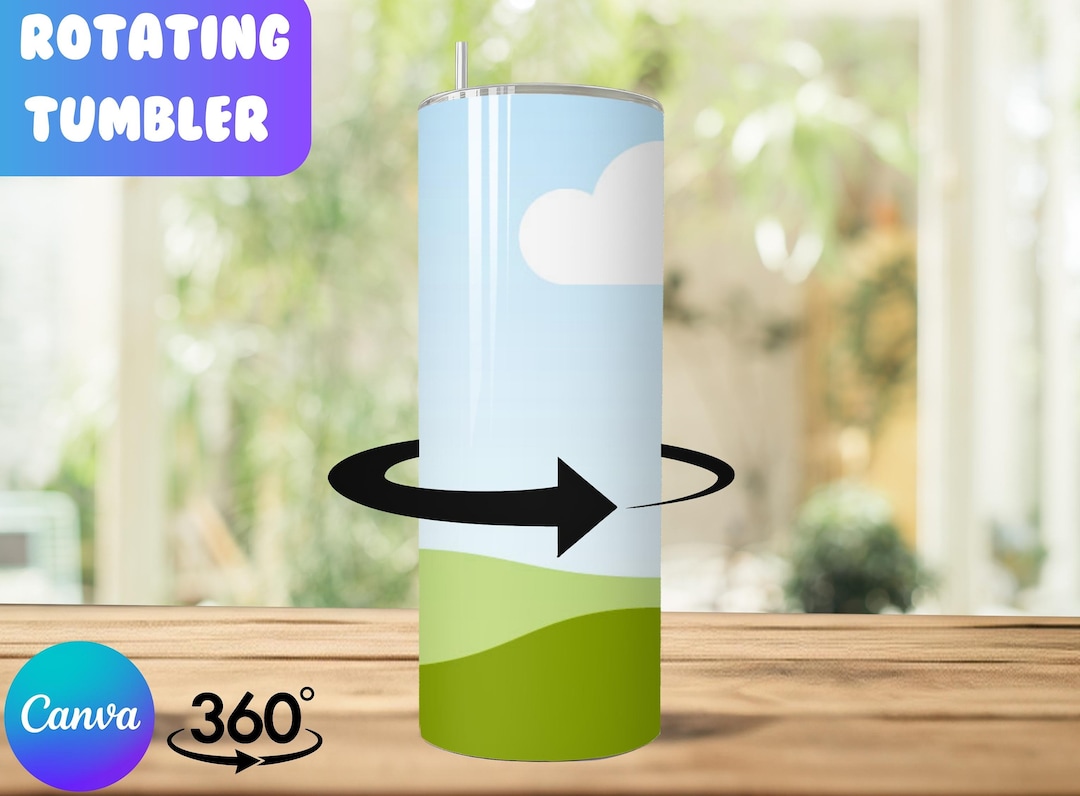 20 Oz Canva Rotating Tumbler Animation Mockup | Drag and Drop Rotating ...
