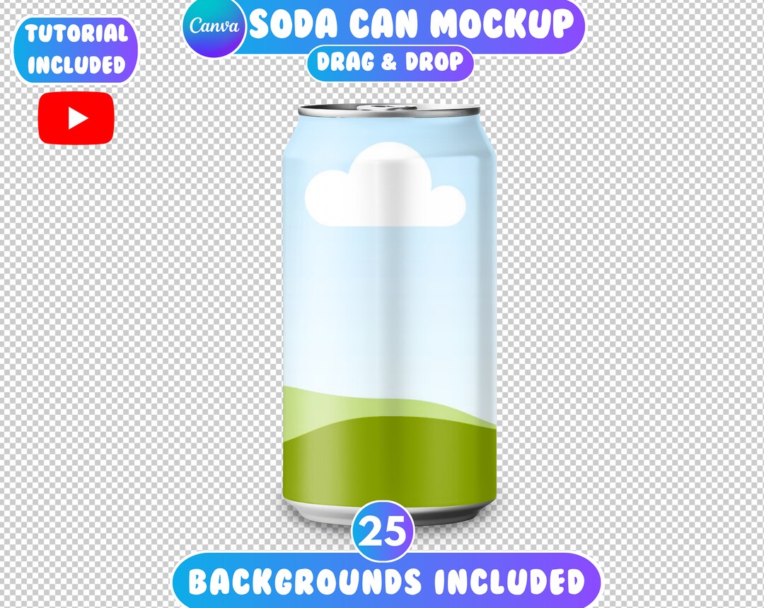 Canva Soda Can Mockup, Party Favor Mockup, Soda Can Drag and Drop ...