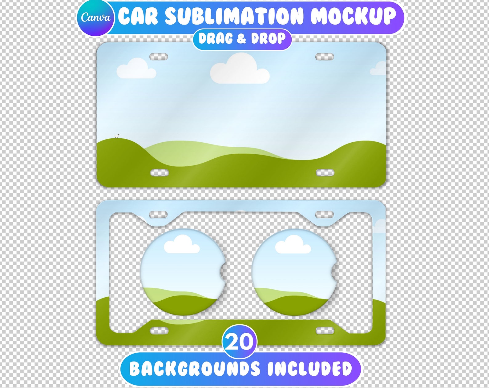 Canva Car Sublimation Template, Car Sublimation Mockup, License Plate ...