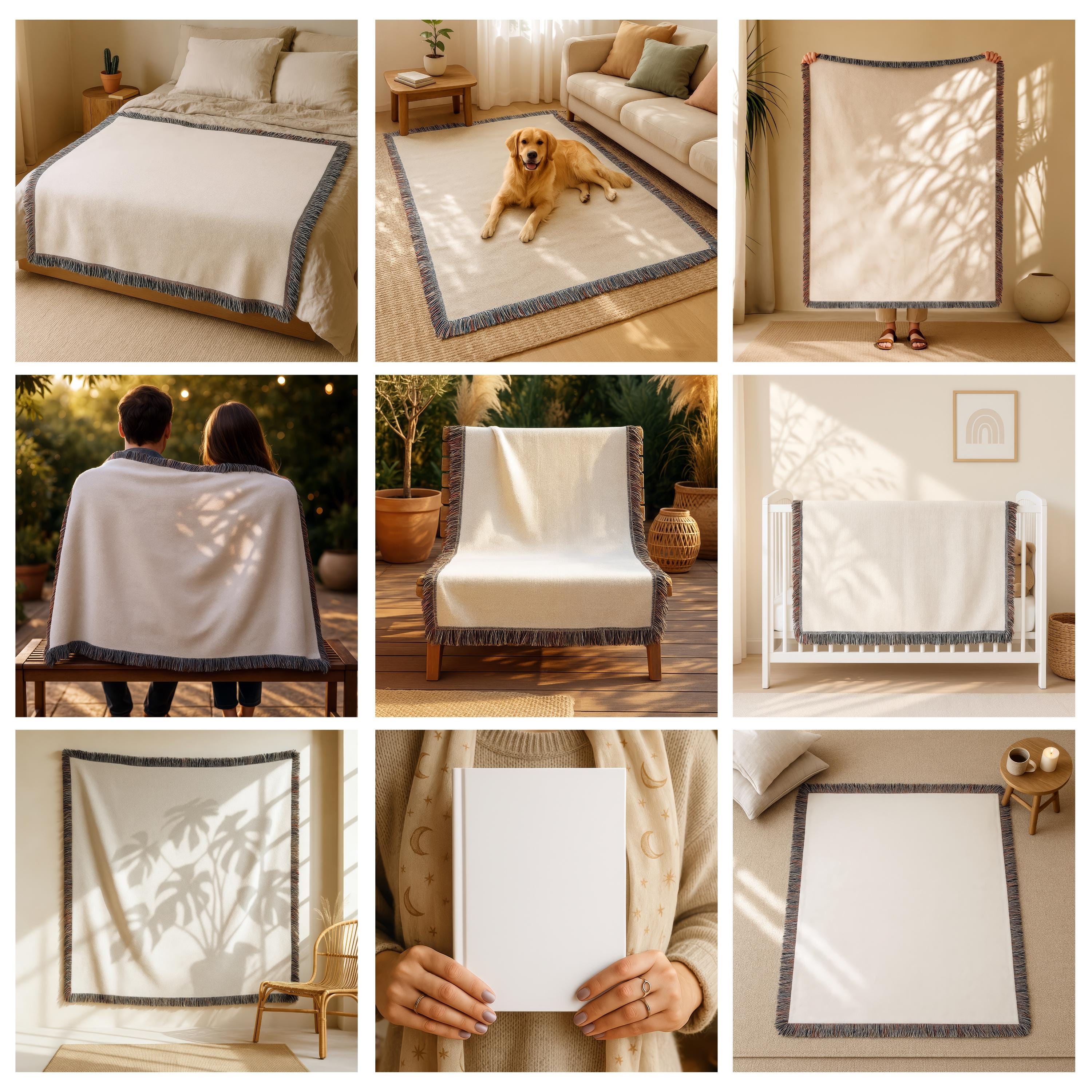 30 Woven Blanket Mockups Bundle, Photoshop Woven Blanket Mockups ...