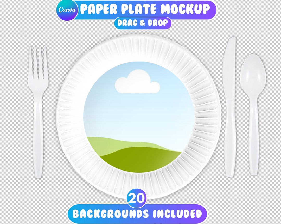 Canva Paper Plate Mockup, Party Favor Mockup, Paper Plate Drag and Drop ...