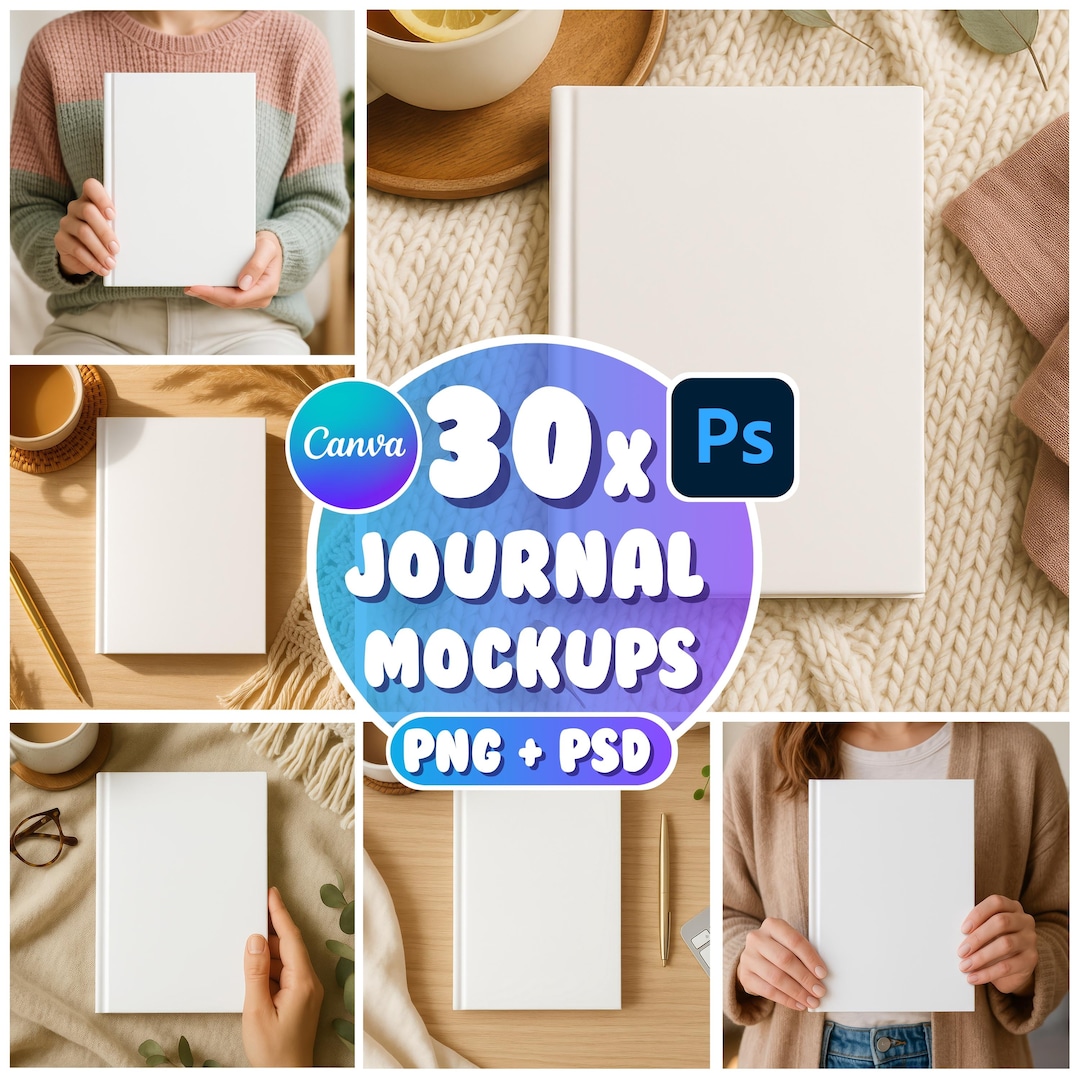 Journal Mockup, PSD PNG Journal Mockup, 5x7 Journal Mockup Template ...