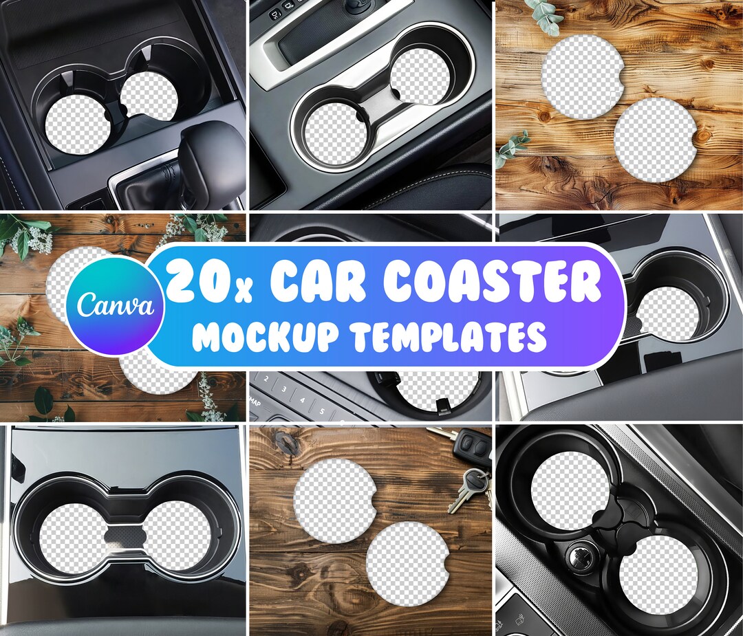 Canva Car Coaster Mockup Bundle, Coaster Png Mockup, Coaster Mockup ...