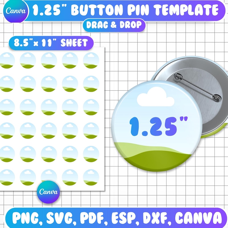 1.25" Button Templates - Etsy