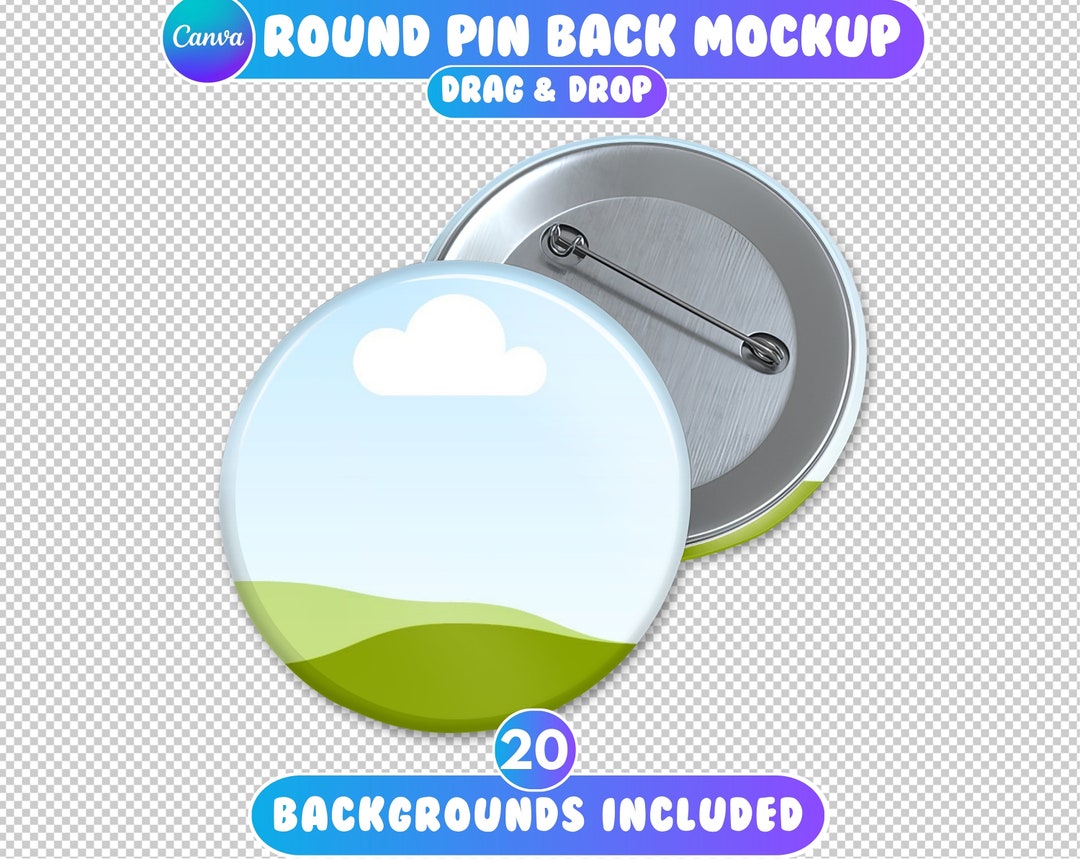 Round Pin Back Mockup, Button Pin Mockup Template, Circle Button Pin ...