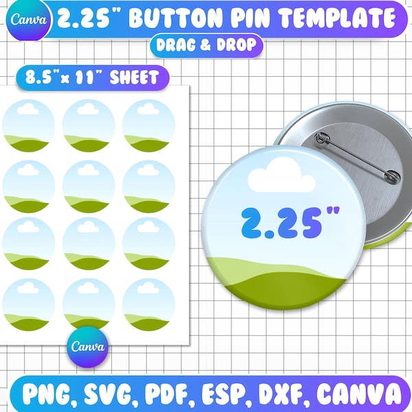 2.25 Button Template for Canva - Etsy