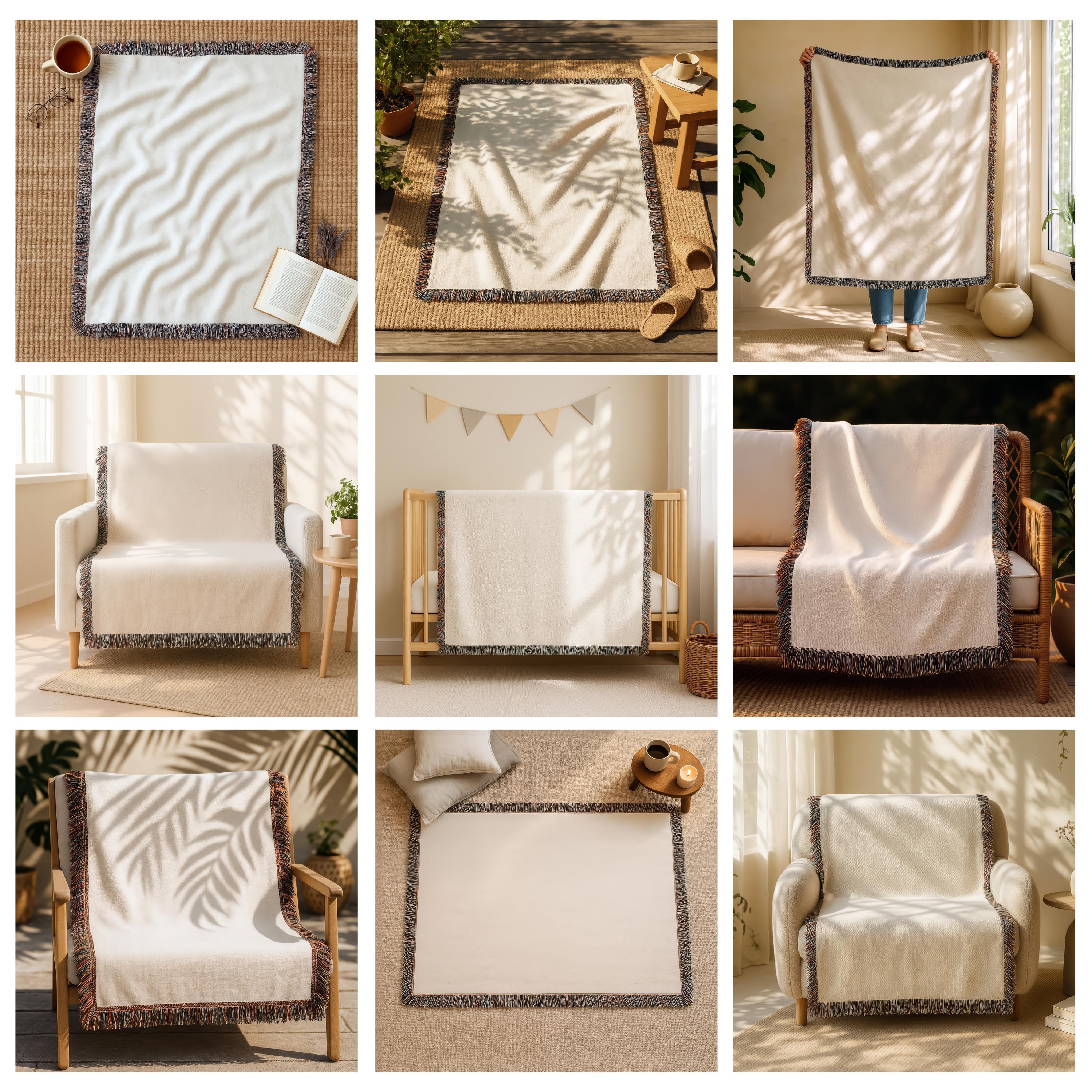 30 Woven Blanket Mockups Bundle, Photoshop Woven Blanket Mockups ...