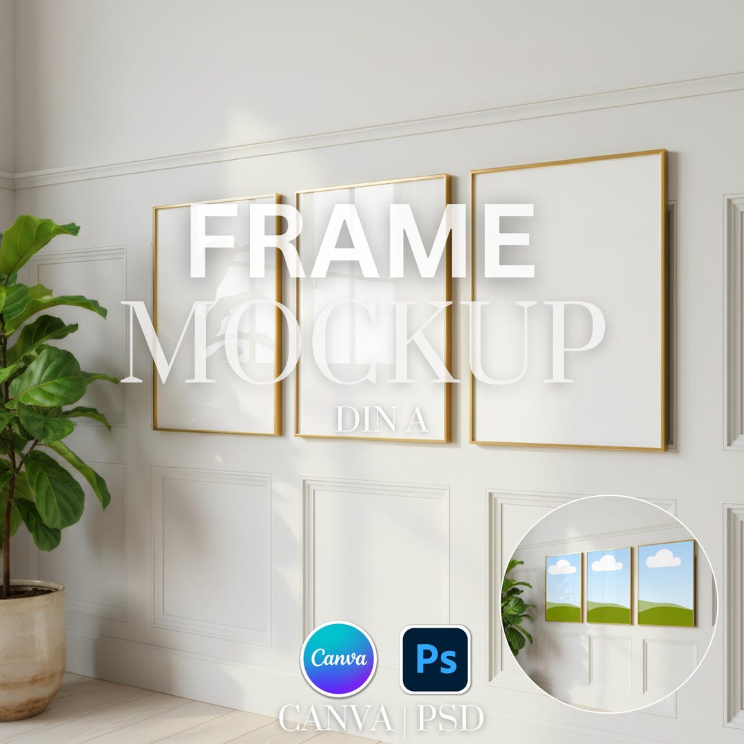3 Frame Mockup: PSD File & Canva Template, DIN A Size, Drag and Drop ...
