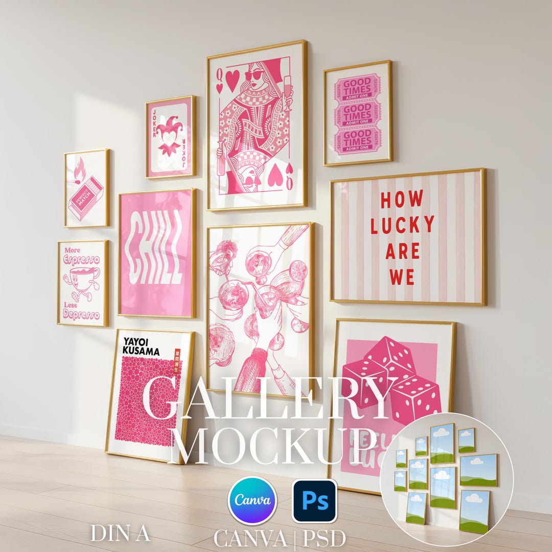 Gallery Frame Mockup: PSD Smart Objects, Drag and Drop Canva Templates ...
