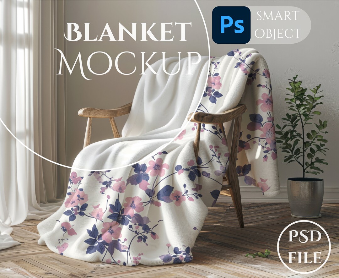 Blanket Mockup, Throw Blanket Mockup, Blanket Mockup PSD, Velveteen ...