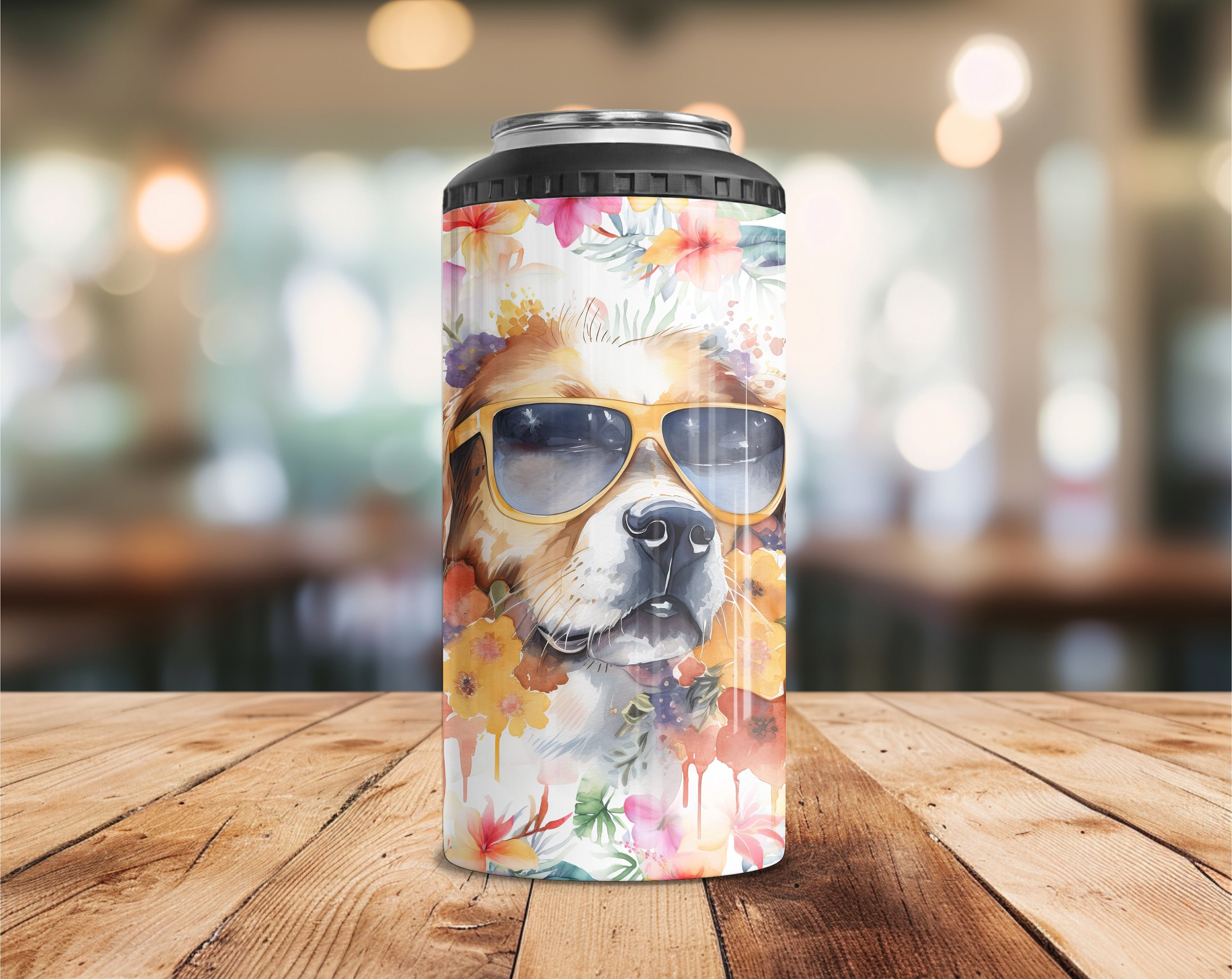 Rotating 4 in 1 Can Cooler Mockup, 16oz Can Cooler Mockup, Metal Can ...
