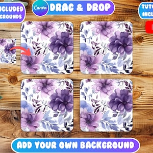 Canva Square Coaster Template, Canva Drag and Drop, Coaster Mockup ...