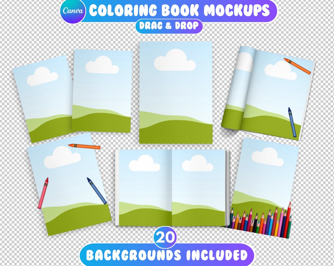 Coloring Book Mockups, Coloring Pages Mockup, Book Cover Mock up ...