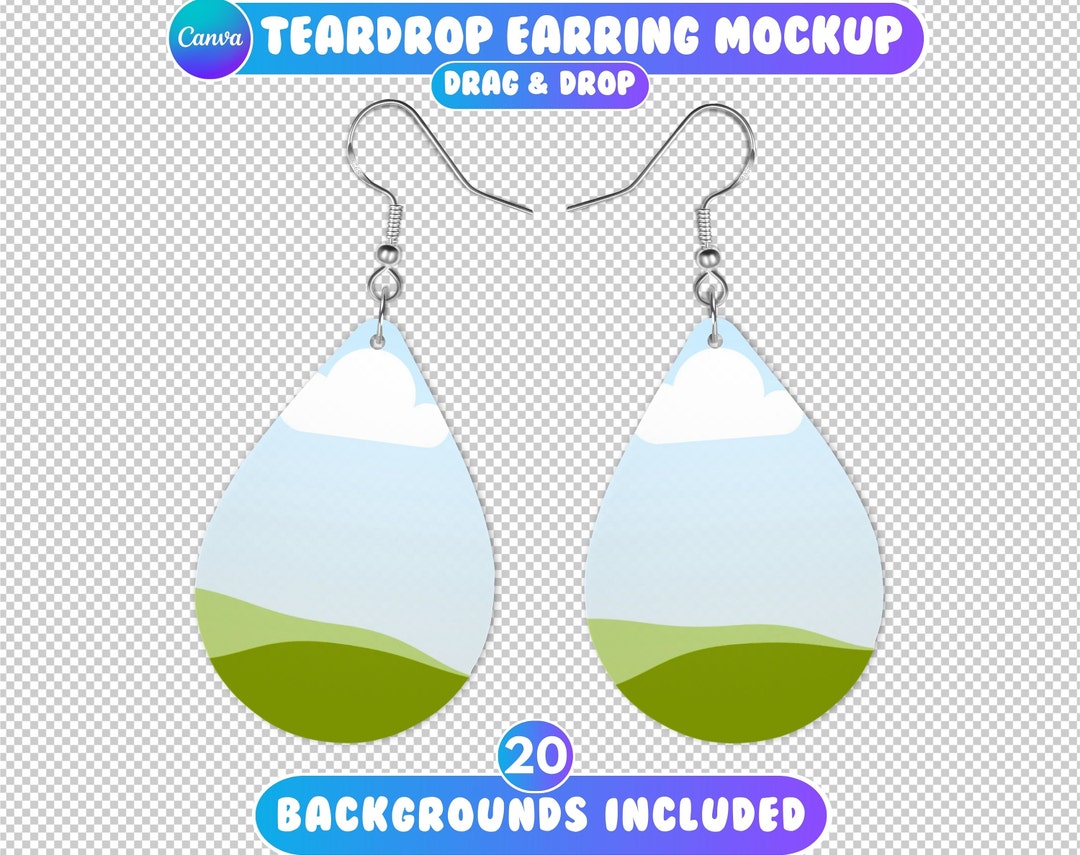 Canva Teardrop Earrings Mockup, Drag and Drop, Two Drop Earrings Mockup ...