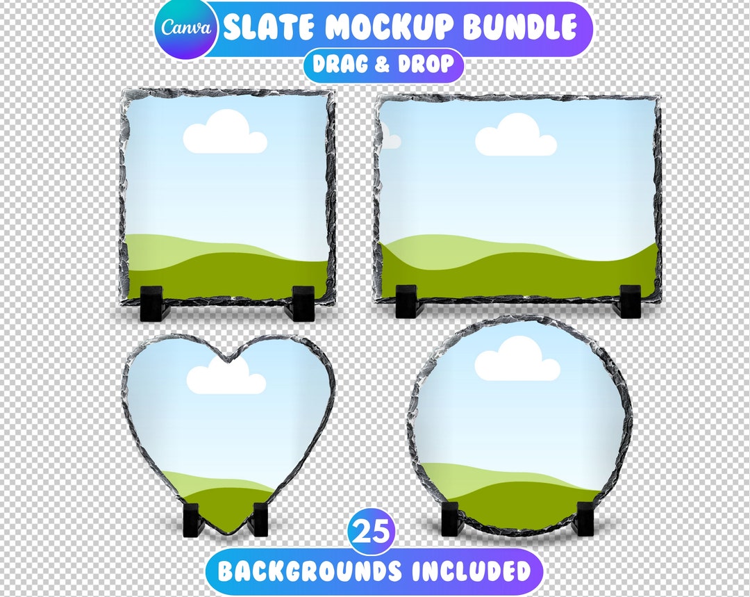 Slate Canva Mockup Bundle, Sublimation Square Slate Mockup, Photo Slate ...