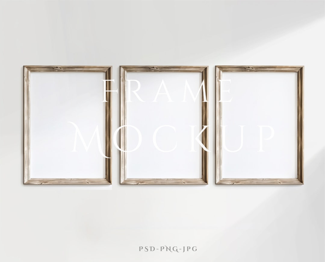 3 Frame Mockup A4 | Rustic Frame Mockup | Antique Wall Art Mockup | 3 ...