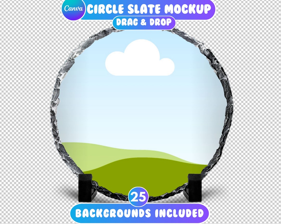 Circle Slate Canva Mockup, Sublimation Circle Slate Mockup, Photo Slate ...