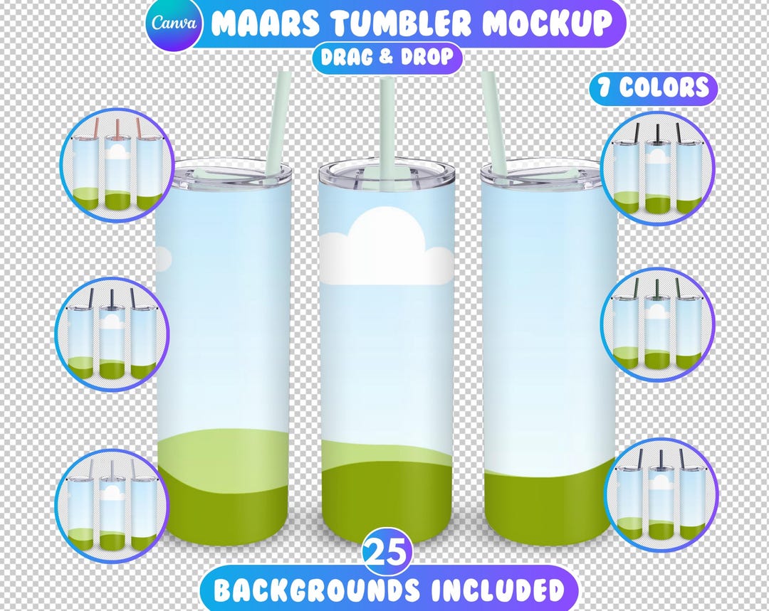 Maars Maker Skinny Matte Tumbler 20oz Mockup, Printify Maars Tumbler, Canva Drag and Drop, Canva ...