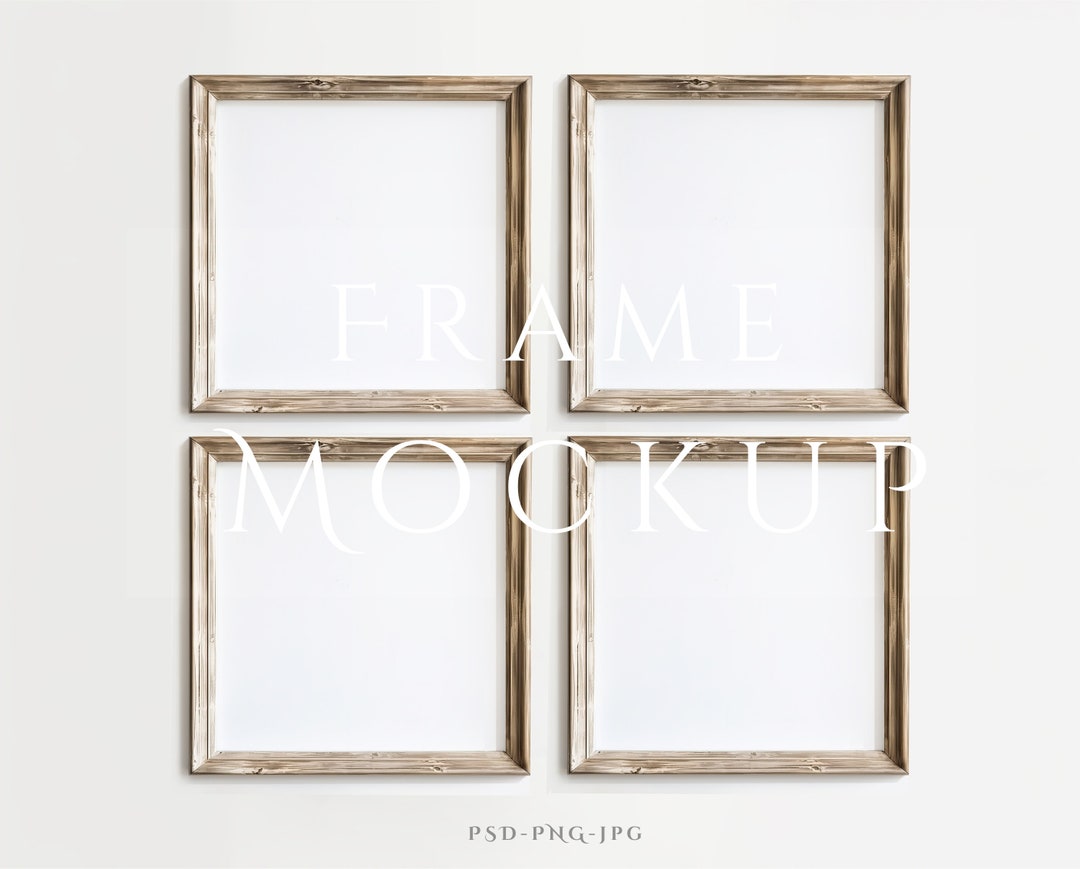 4 Frame Mockup 1:1 | Square Frame Mockup | Rustic Frame Mockup ...