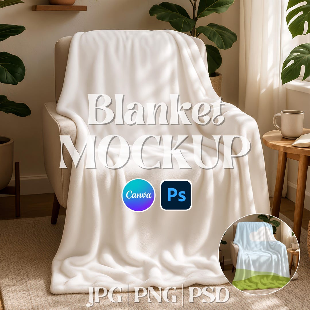 Blanket Mockup, PSD PNG Blanket Mockup, Velveteen Plush Blanket Mockup ...