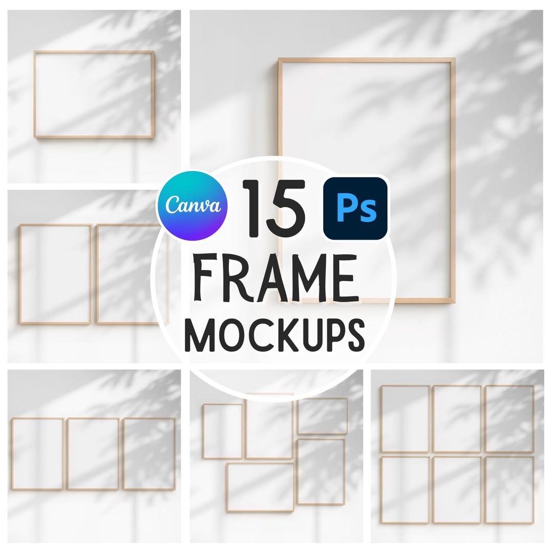 15 Frame Mockup Bundle, DIN A Frame Mockup, PSD Frame Mockups, Canva ...