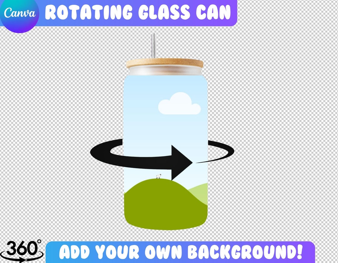 Canva Rotating Glass Can Mockup | Add Your Own Background | Animated ...