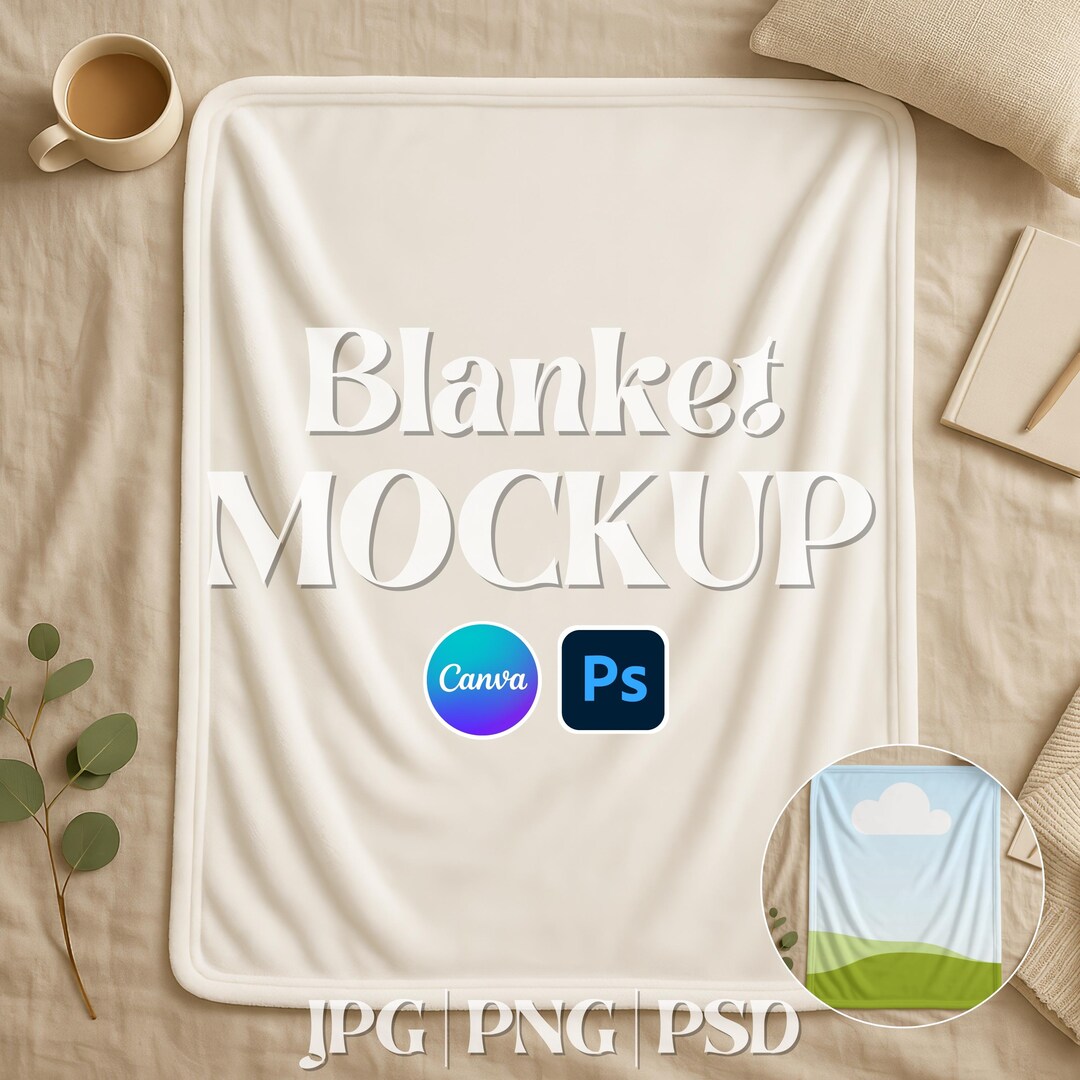 Blanket Mockup, PSD PNG JPG Blanket Mockup, Printify Blanket Mockup ...
