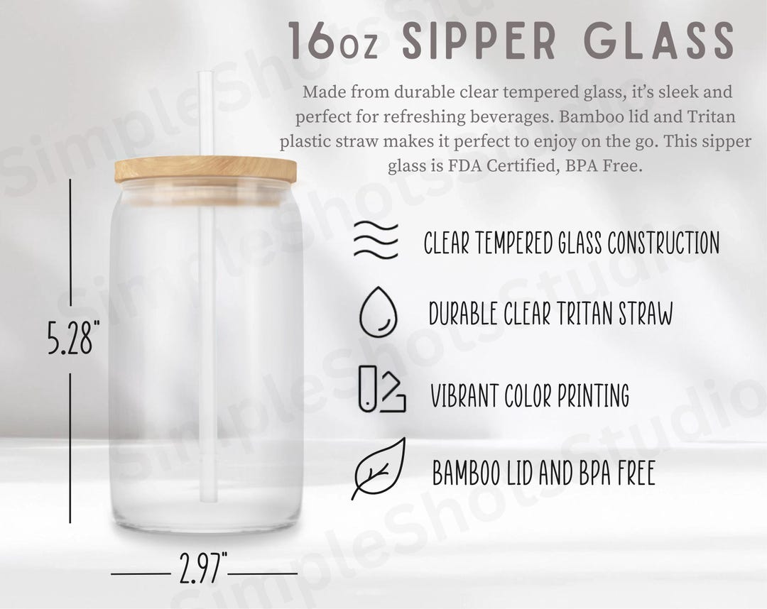16oz Sipper Glass Size Chart, Printify 16oz Sipper Glass Size Chart ...