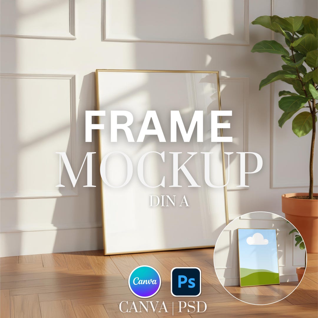 Frame Mockup: PSD File & Canva Template, DIN A Size, Drag and Drop ...