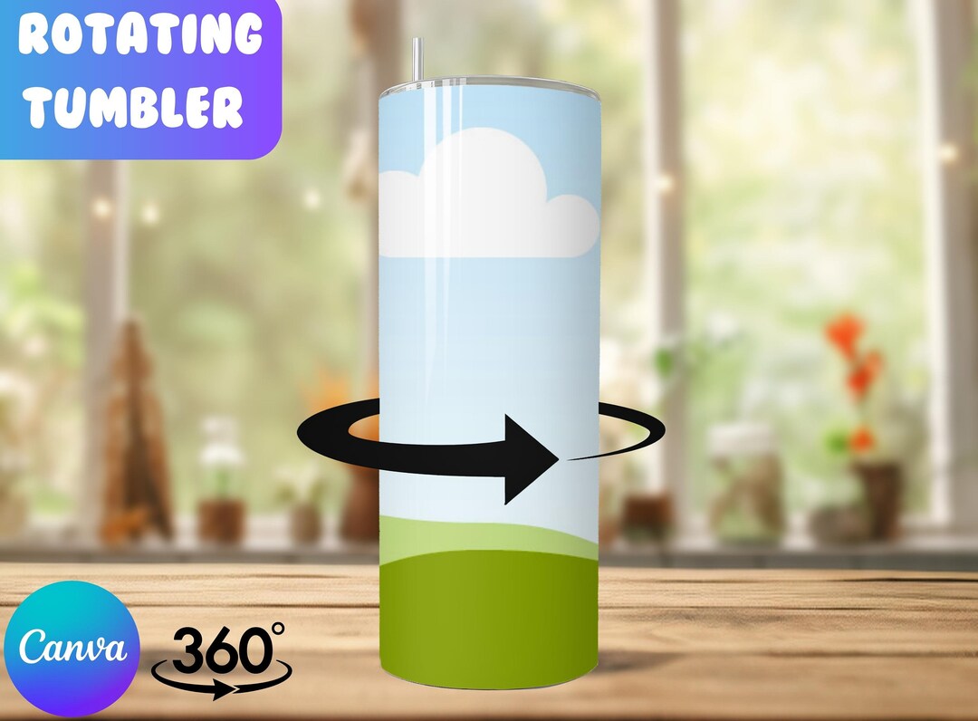 20 Oz Canva Rotating Tumbler Animation Mockup | Drag and Drop Rotating ...