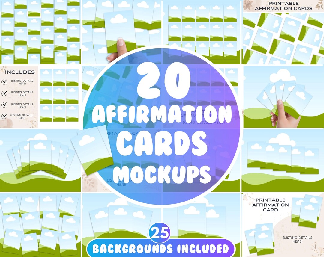 Affirmation Cards Canva Mockup, Drag and Drop Template, Editable Canva ...
