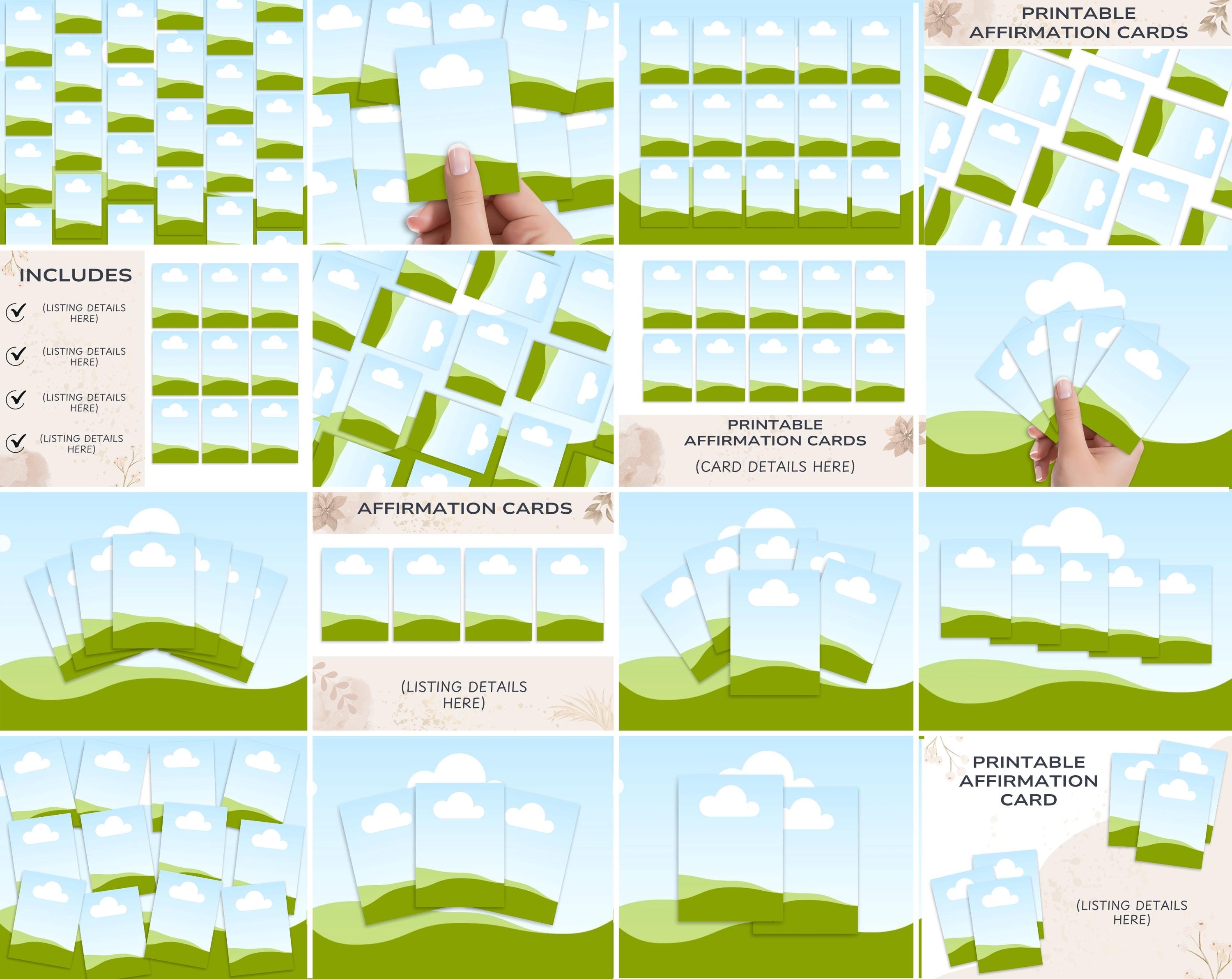 Affirmation Cards Canva Mockup, Drag and Drop Template, Editable Canva ...