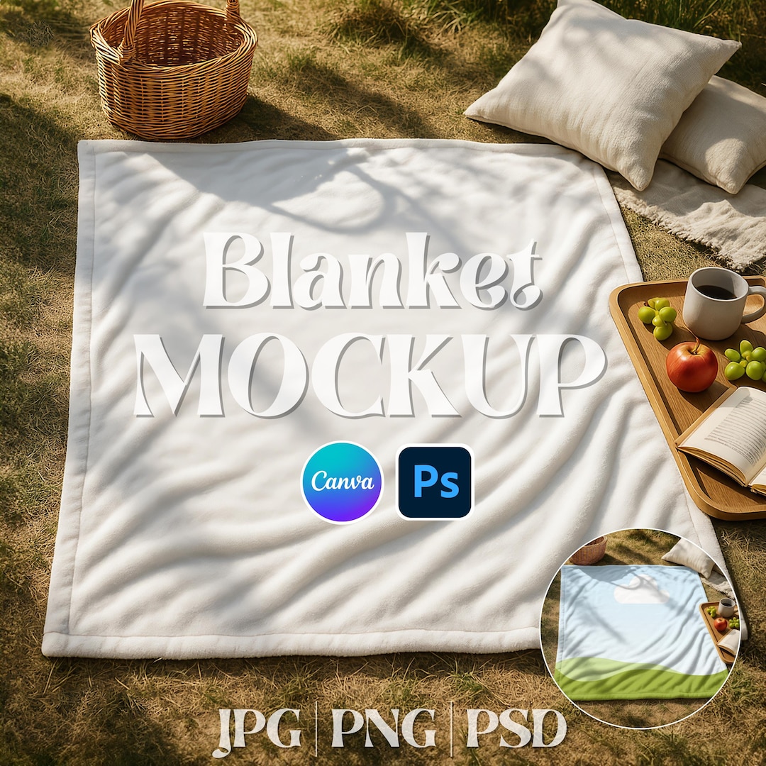 Blanket Mockup, PSD PNG Blanket Mockup, Printify Blanket Mockup ...