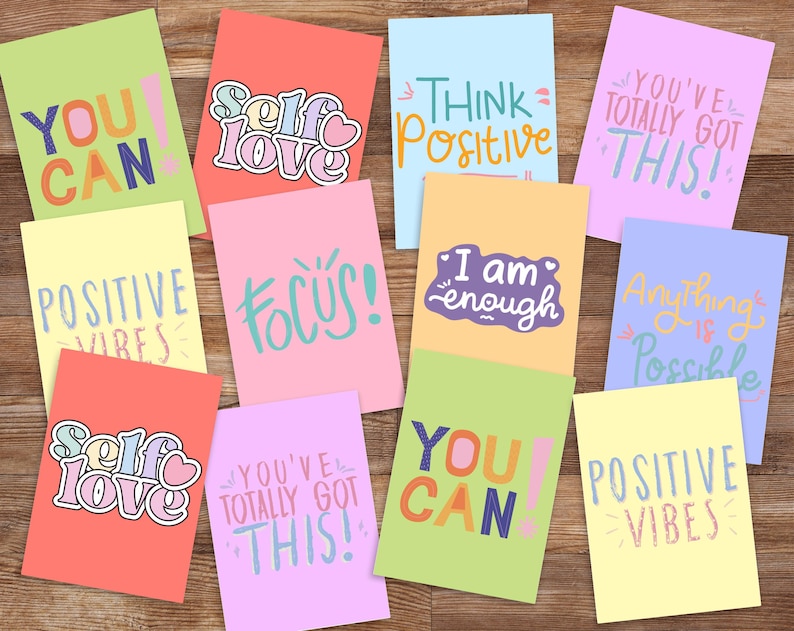 Affirmation Cards Canva Mockup, Drag and Drop Template, Editable Canva ...
