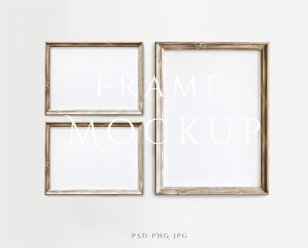 3 Frame Mockup A4 | Rustic Frame Mockup | Antique Wall Art Mockup | 3 ...