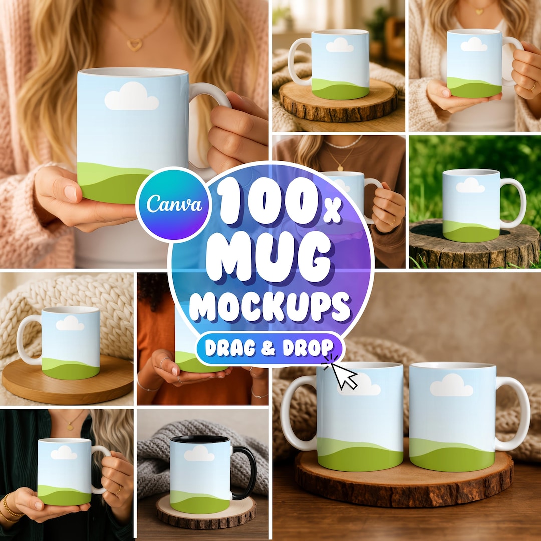 Canva Mug Mockup Bundle: 100+ Drag & Drop Templates (digital Download ...