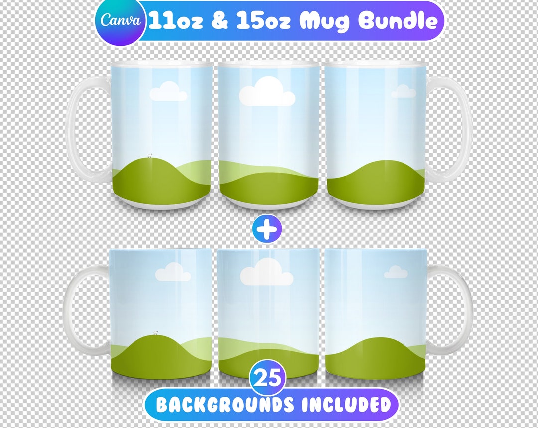11oz & 15oz Mug Mockup, Canva Drag and Drop Mockup, Canva Full Wrap Mug ...