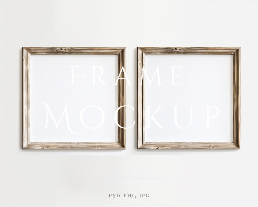 2 Frame Mockup 1:1 | Square Frame Mockup | Rustic Frame Mockup ...