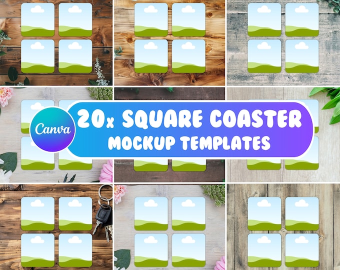 Coaster Mockup, Canva Template, Custom Coaster Mockup, Round Coaster ...