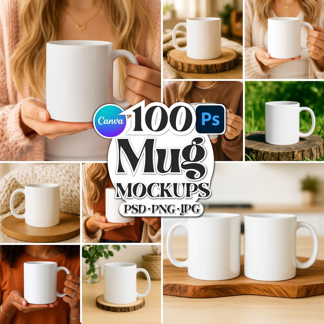 Mug Mockup Bundle: 100x PSD PNG JPG Templates (digital Download) - Etsy