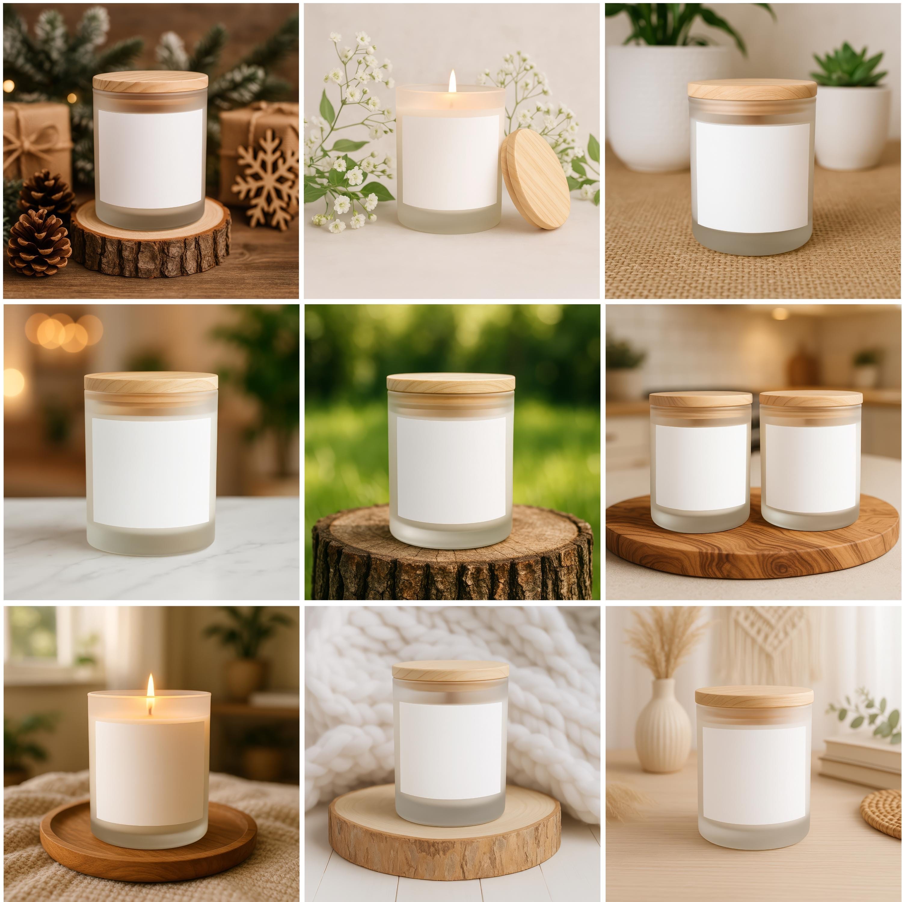 Frosted Glass Candle Mockup Bundle: PSD, PNG, JPG, Canva (digital ...