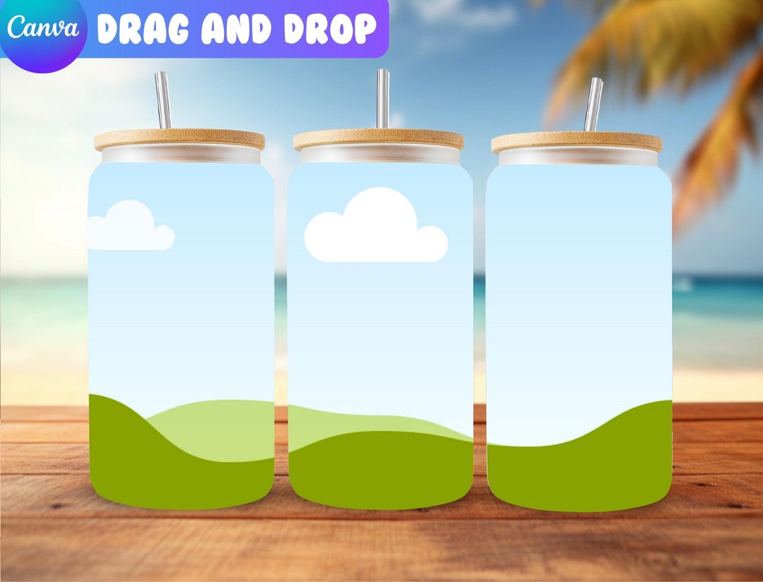 16oz Libbey Frosted Glass Can Mockup Beer Can Glass Mockup Canva Drag And Drop Iced Coffee Glass