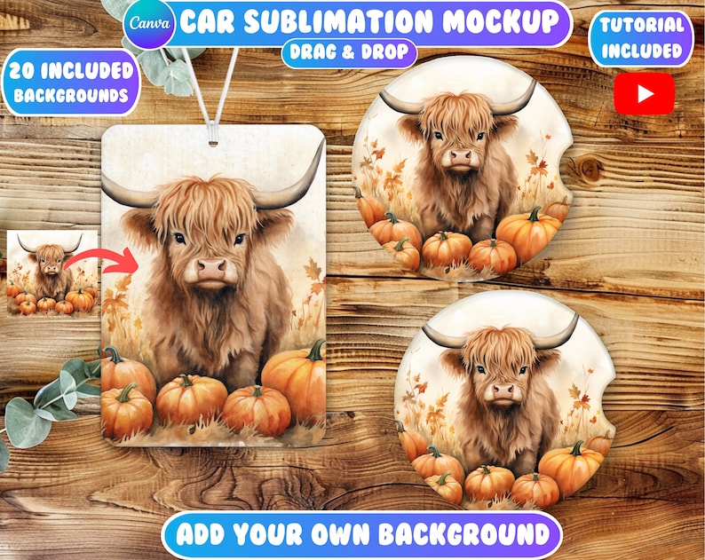 Canva Car Sublimation Template, Car Sublimation Mockup, Air Freshener ...