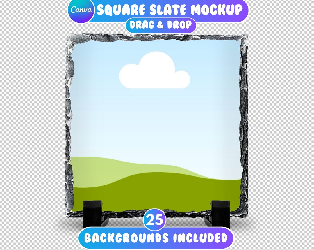 Square Slate Canva Mockup, Sublimation Square Slate Mockup, Photo Slate ...